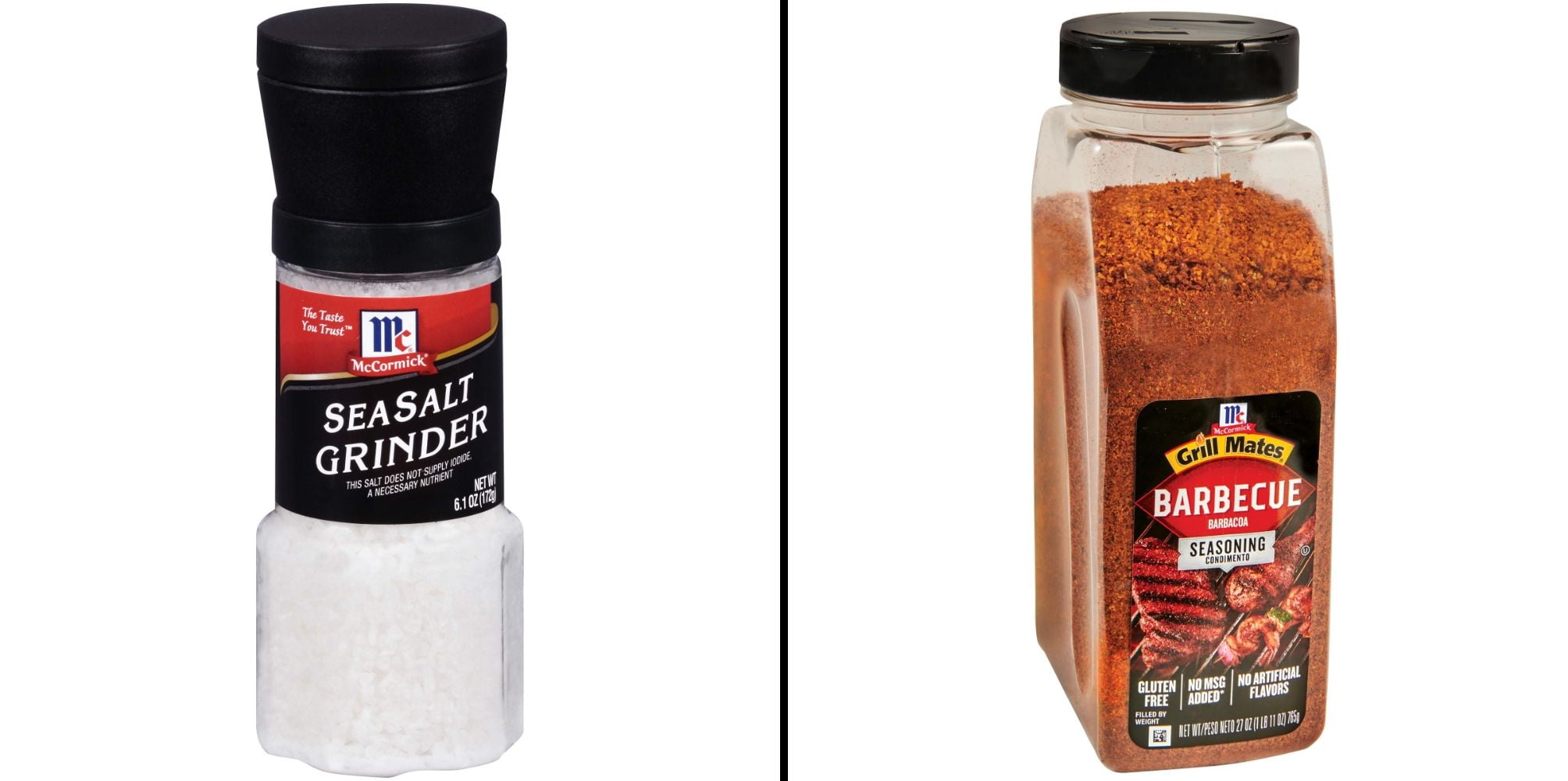 McCormick Sea Salt Grinder, 6.1 oz & McCormick Grill Mates Barbecue ...