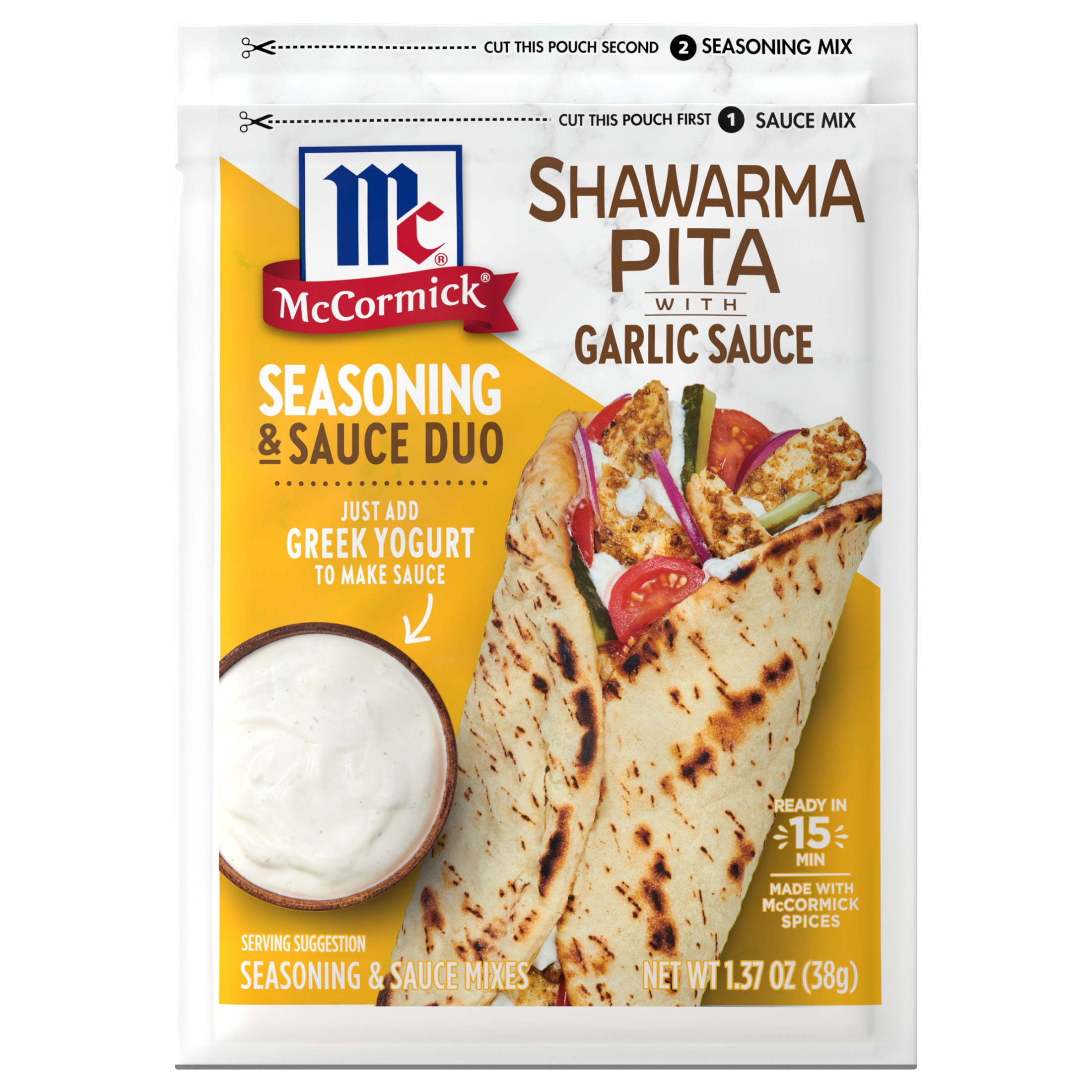 McCormick Shawarma Pita & Garlic Sauce Seasoning & Sauce Duo, 1.37 oz ...