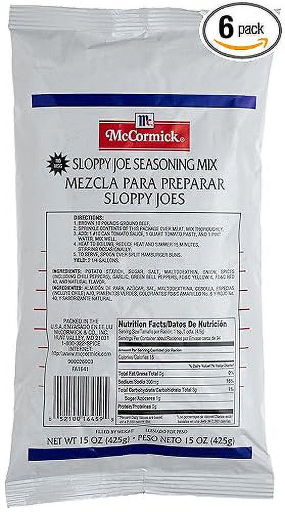 McCormick Sloppy Joe Seasoning Mix, 15-Ounce Pouch (Pack of 6 ...
