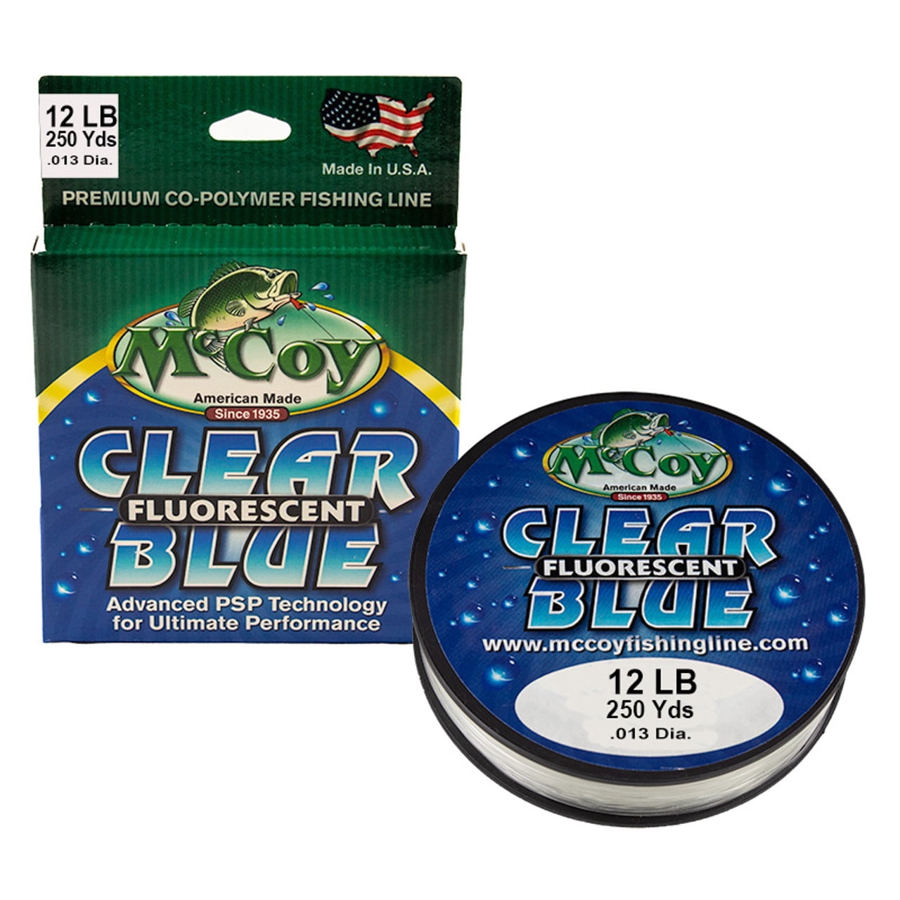 McCoy Clear Blue Fluorescent Premium CoPolymer Monofilament Fishing ...
