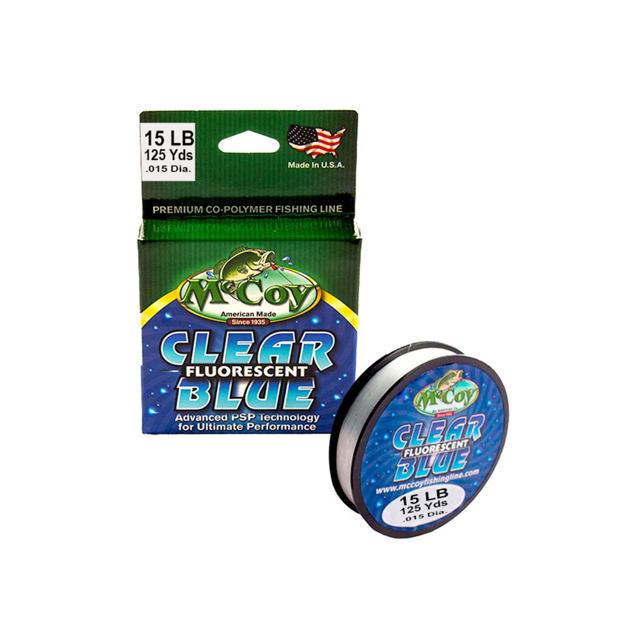 McCoy Clear Blue Fluorescent Premium CoPolymer Monofilament Fishing ...