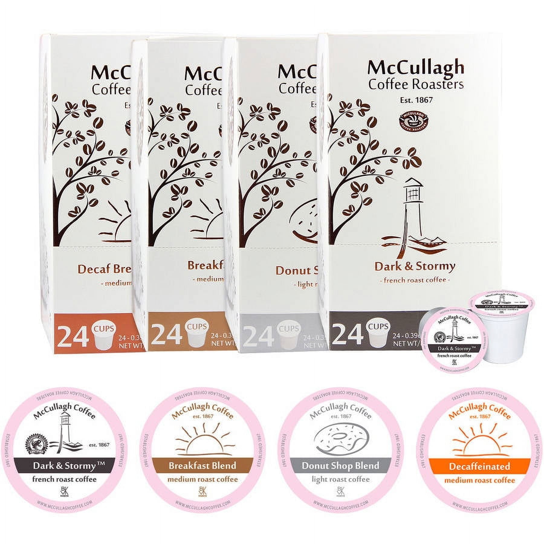 McCullagh Coffee Roasters Single Serve Variety Pack Coffee Cups, 96 ...