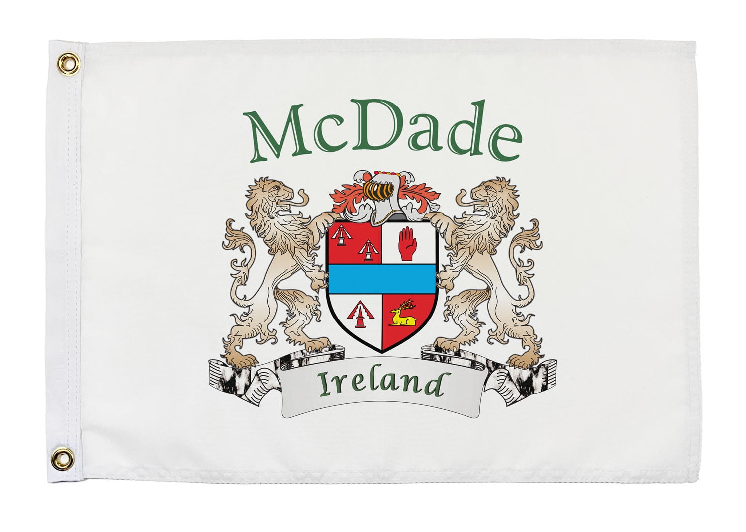 McDade Irish Coat of Arms Small White Flag - 16"x10.5" inches - Walmart.com