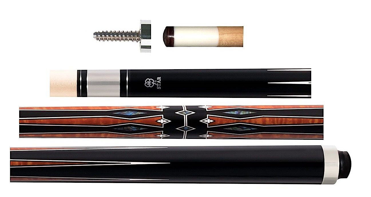 McDermott Star Cue S82 Black with Overlays Two Piece Billiards Pool Cue ...