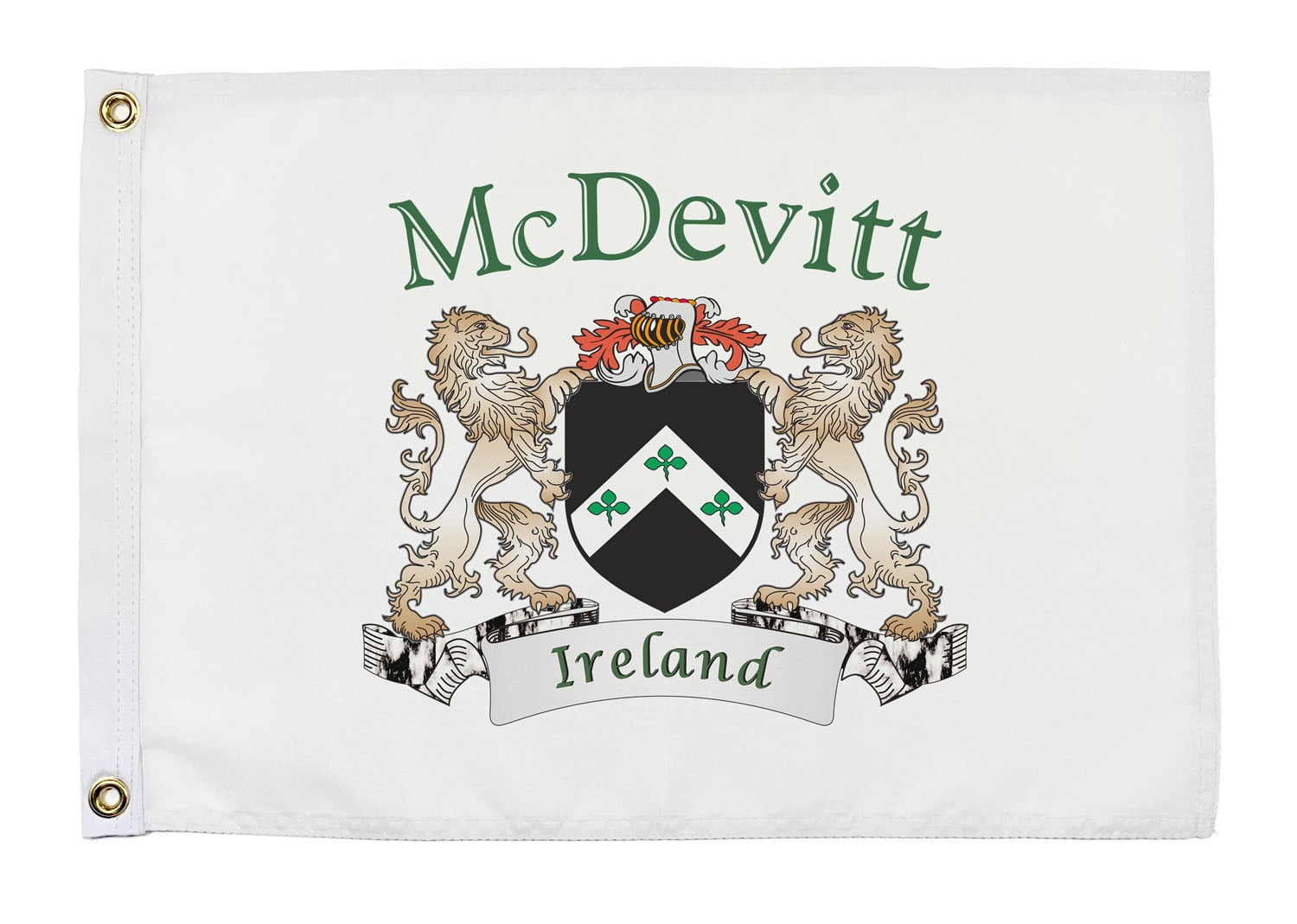 McDevitt Irish Coat of Arms Small White Flag - 16"x10.5" inches ...