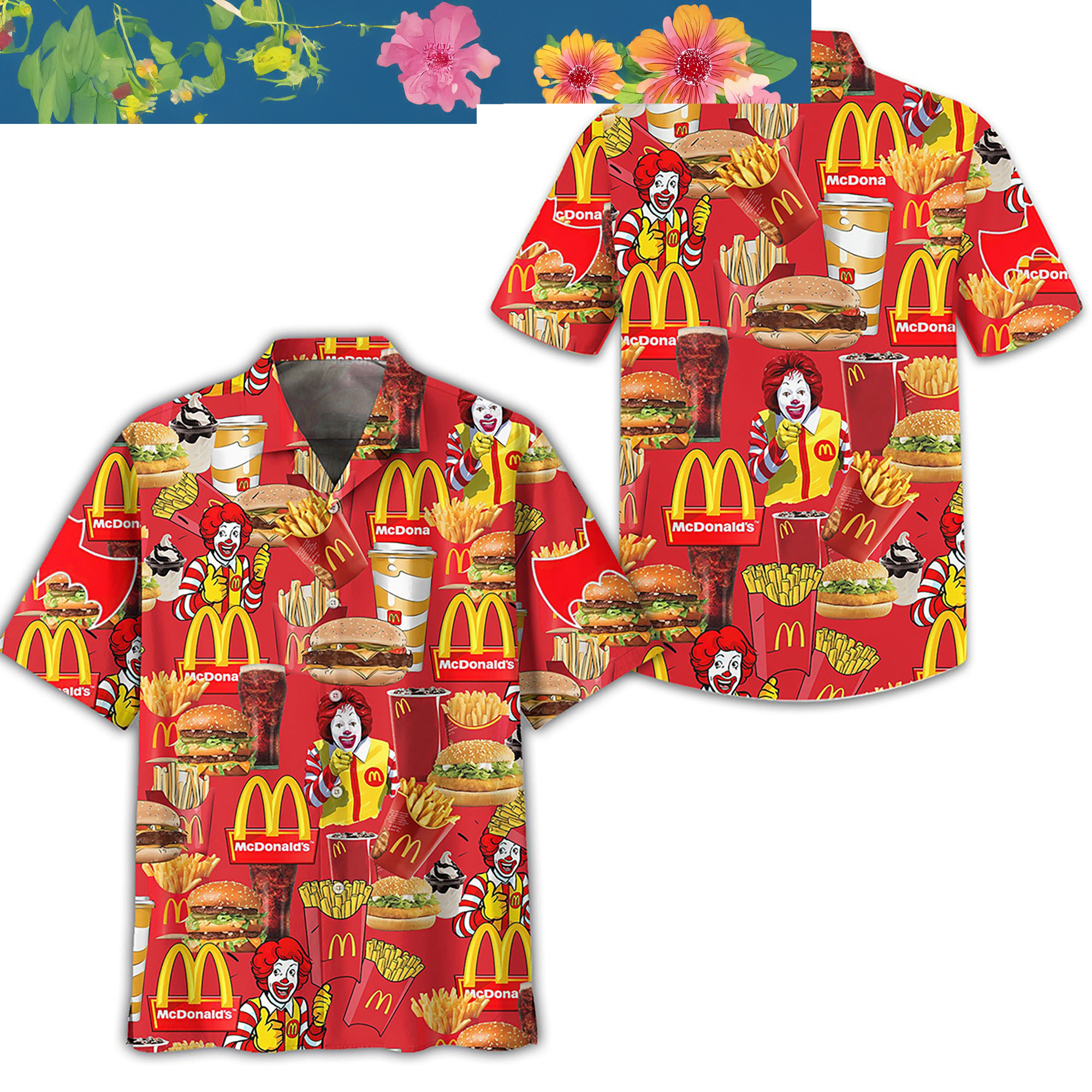 McDonald Fast Food Clown Hawaiian Shirts - Walmart.com