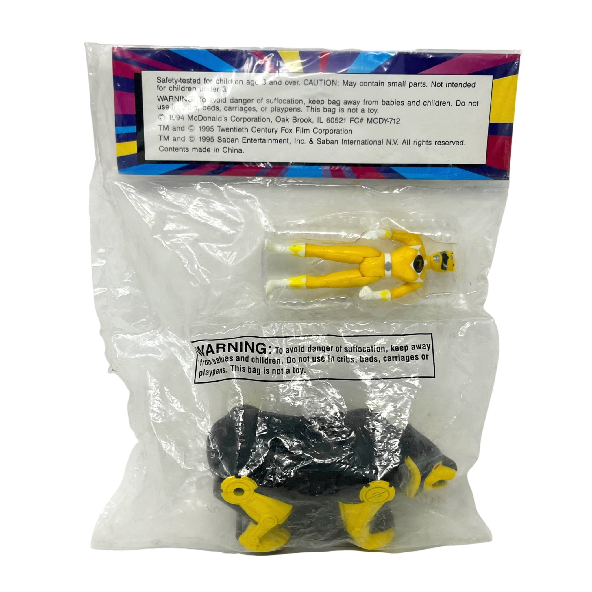 McDonalds Happy Meal Mighty Morphin Power Rangers Yellow Ranger W Bear ...