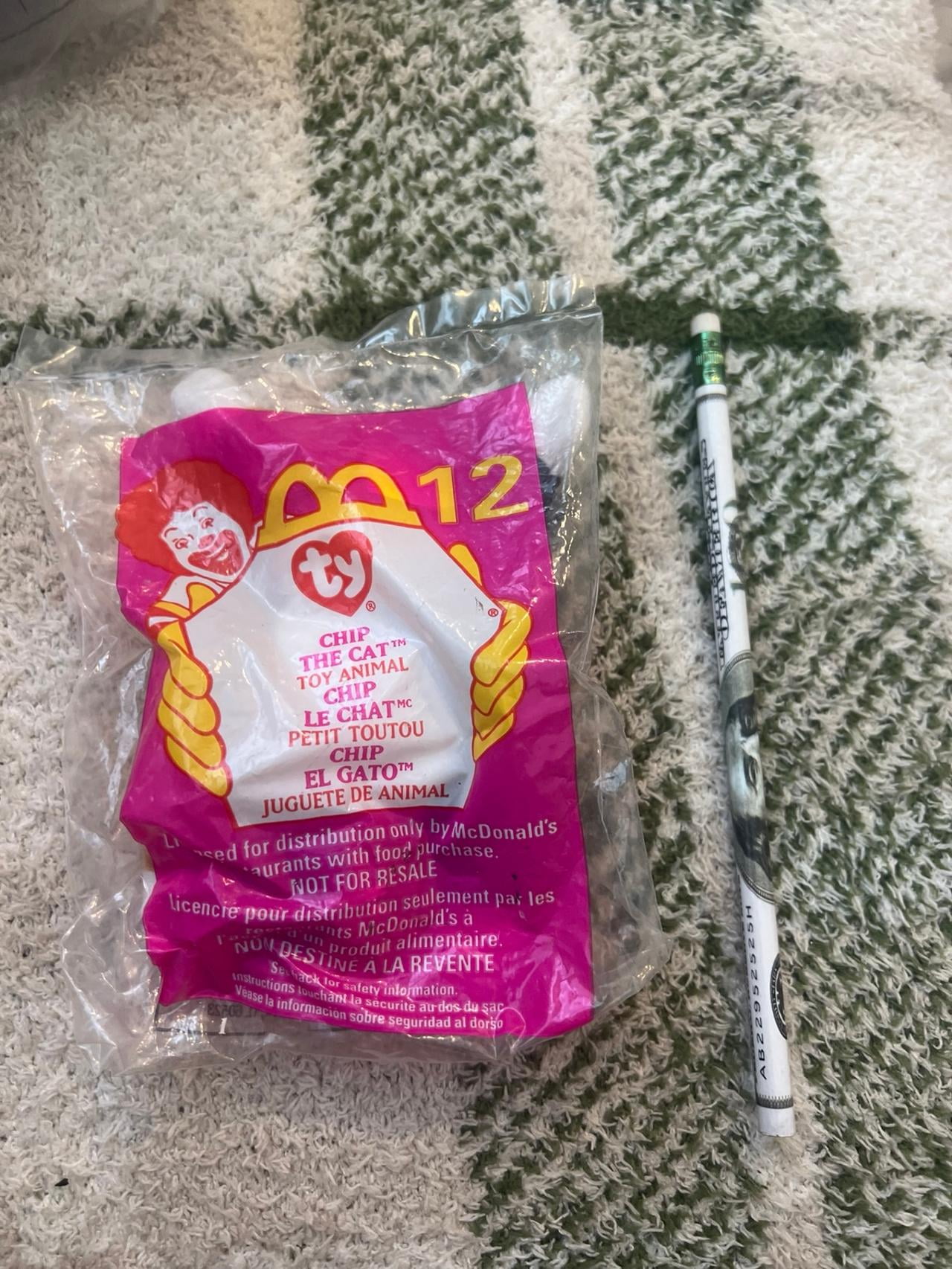 McDonalds Ty Teenie Beanies #12 Chip the Cat Sealed W 1 100 Money ...