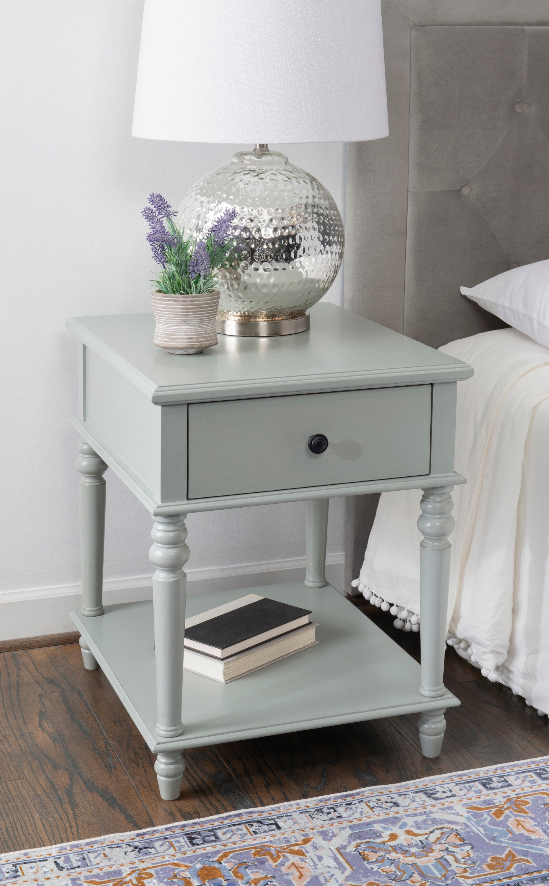 McGhie Single Drawer End Table with Shelf, Light Gray - Walmart.com