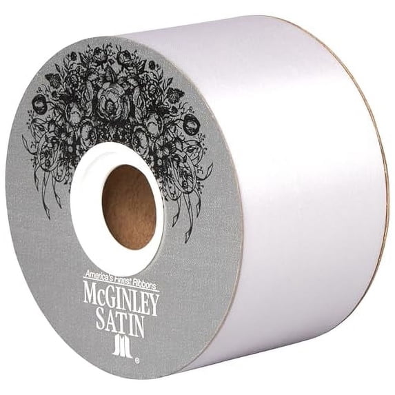 McGinley Mills 2.5" W Acetate Satin Ribbon, White, 50 Yard Spool ...