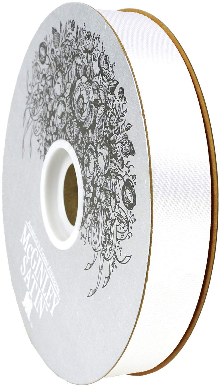 McGinley Mills 7/8" W Acetate Satin Ribbon, White, 100 Yard Spool ...