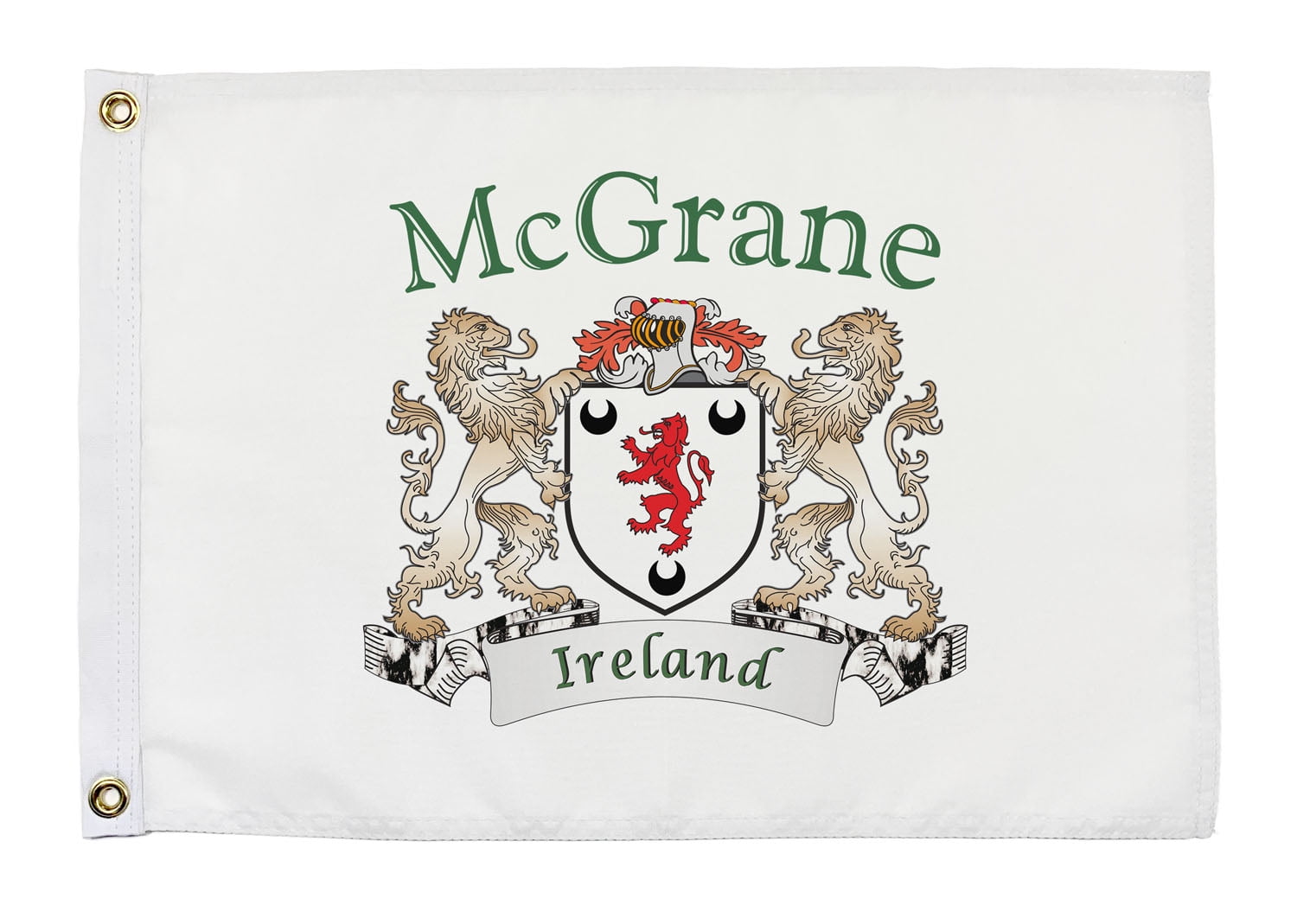 McGrane Irish Coat of Arms Small White Flag - 16"x10.5" inches ...