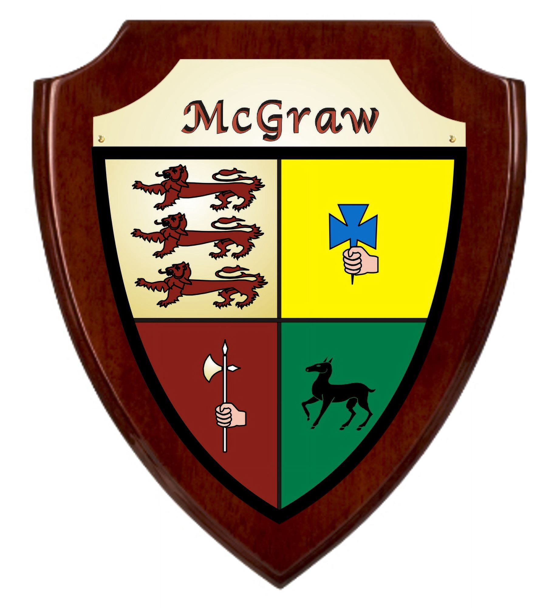McGraw Irish Coat of Arms Shield Plaque - Rosewood Finish - Walmart.com