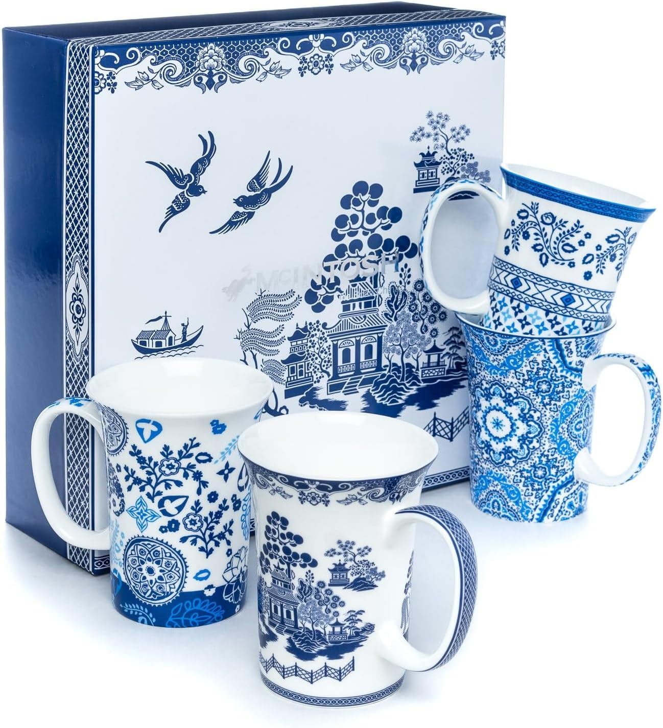 McIntosh The Blues Set of 4 Fine Bone China Mugs - Walmart.com