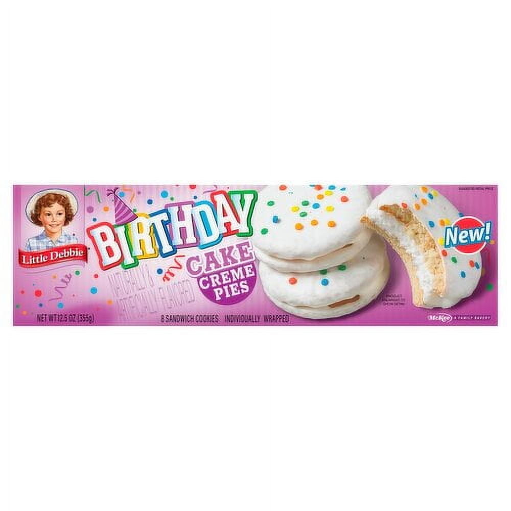 McKee Little Debbie Birthday Cake Creme Pies Snack Cakes, 8 count, 12.5 ...