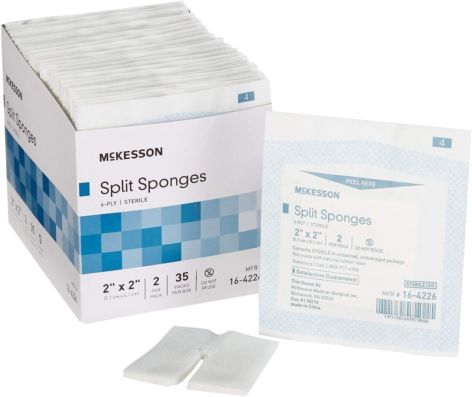 McKesson 16-4226 I.V. Drain Split Dressing Poly Rayon Blend 2 in. x 2 ...