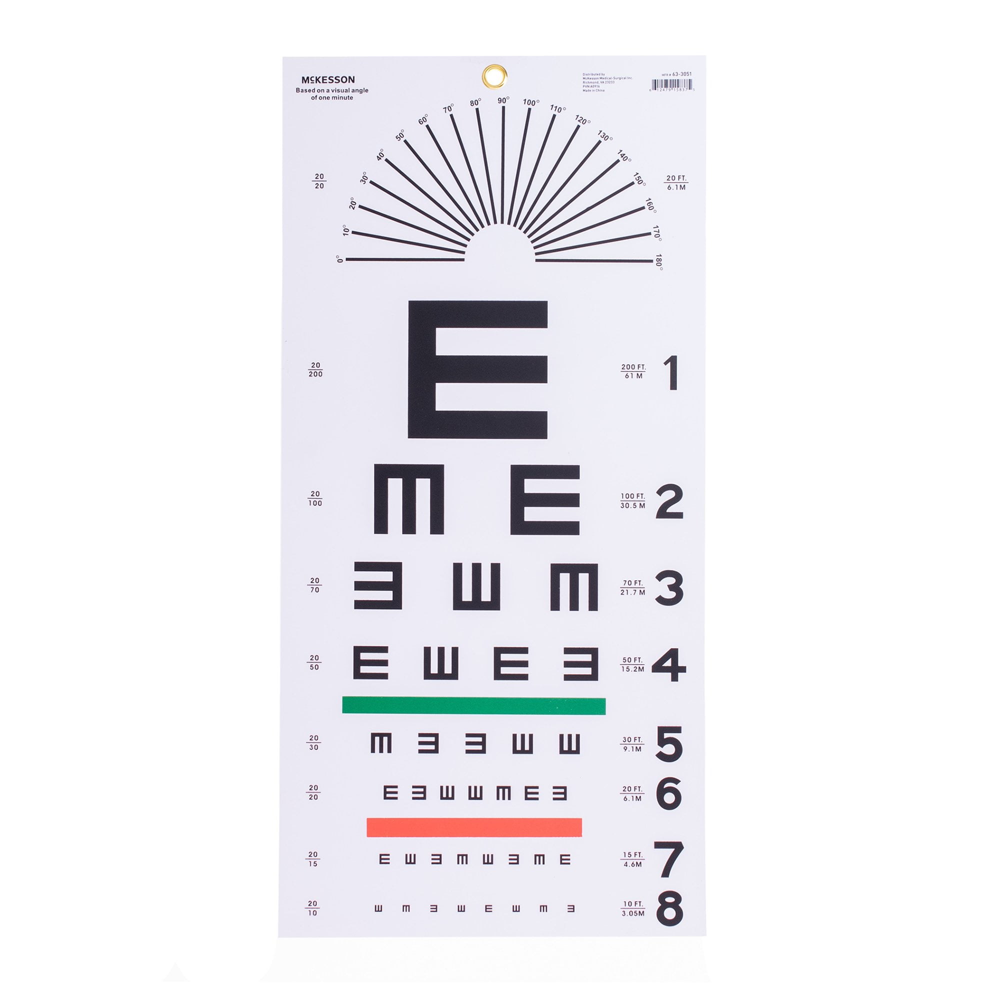 McKesson 20 Foot Distance Wall Mount Eye Chart, Tumbling E 5 per Bag ...