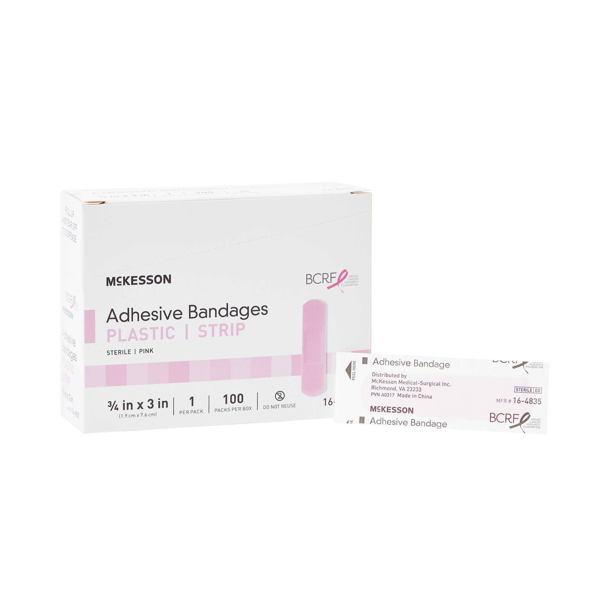 McKesson Adhesive Bandages, Plastic Strips - Pink, Breast Cancer ...
