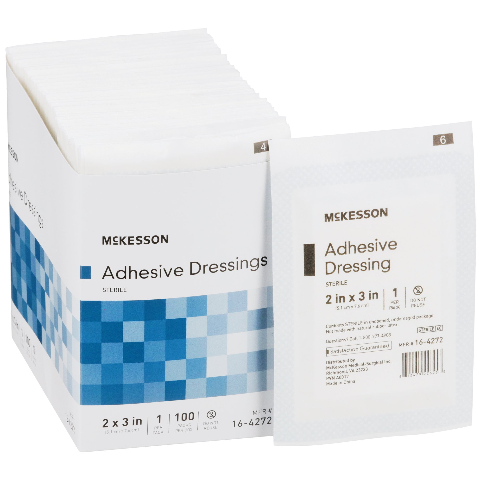 McKesson Adhesive Dressings, Absorbent - Cotton, Poly - White, 2 in x 3 ...