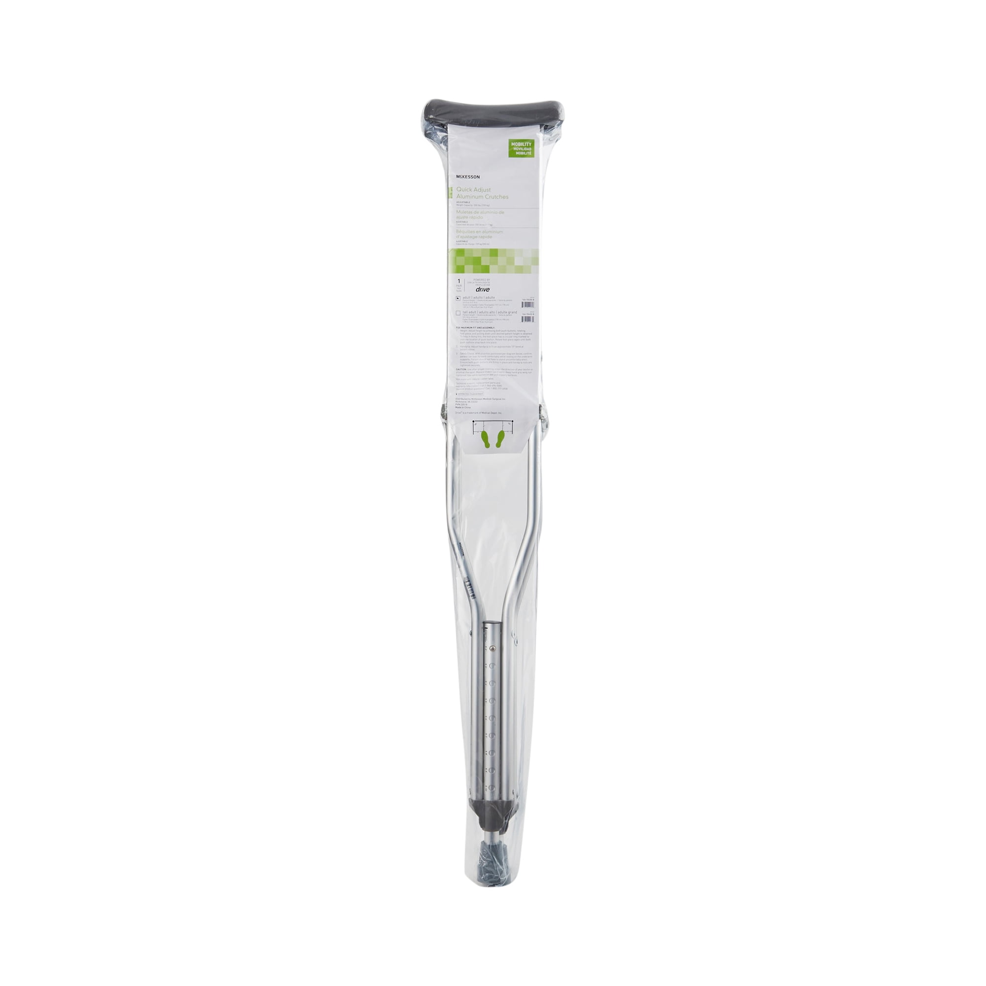 McKesson Aluminum Crutches with Euro-Style Clip, Push-Button, 45 in to ...