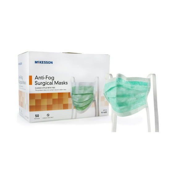 McKesson Anti-Fog Surgical Masks with Tie Closure, 50 Count, 6 Packs ...
