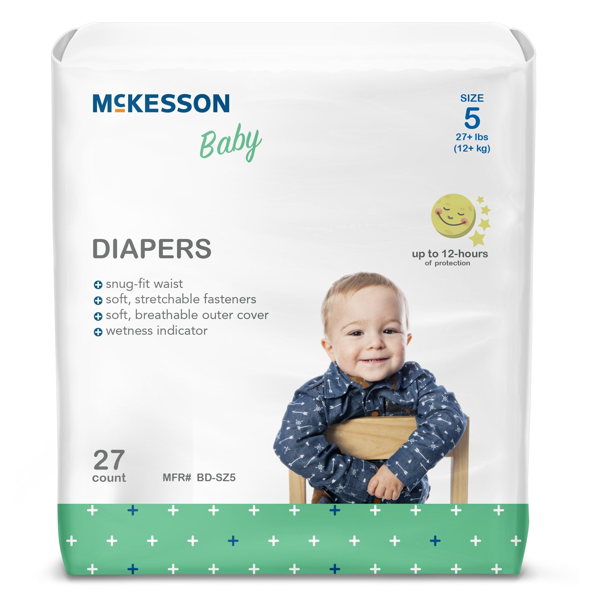 McKesson Unisex Baby Diapers, Size 5 (Over 27 lbs.), 12-Hour Protection ...