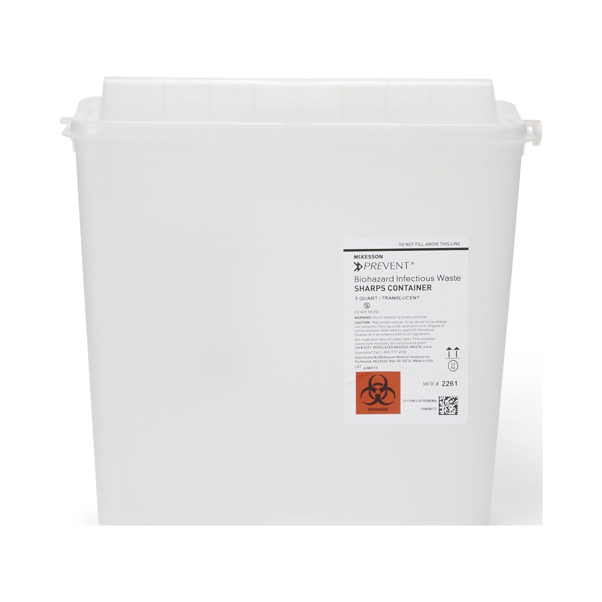 McKesson Biohazard Sharps Container, Puncture-Resistant Bin - Clear, 1. ...