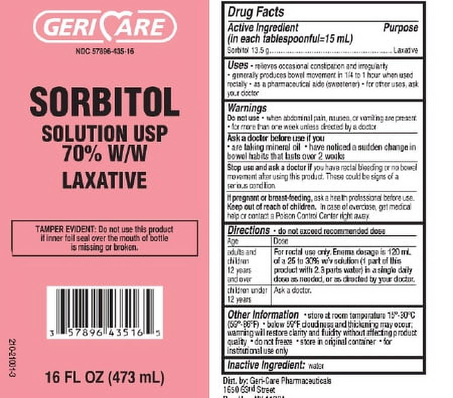 McKesson Brand GeriCare Sorbitol Liquid Laxative Solution 70% W/W 16 oz ...