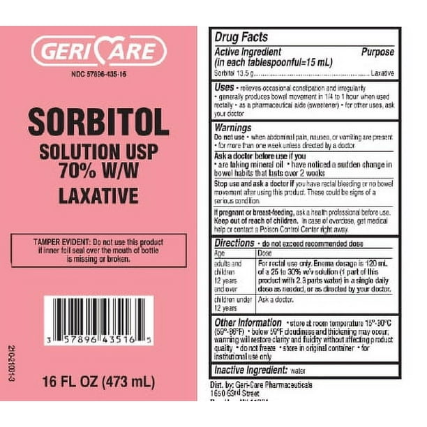 McKesson Brand GeriCare Sorbitol Liquid Laxative Solution 70% W/W 16 oz ...