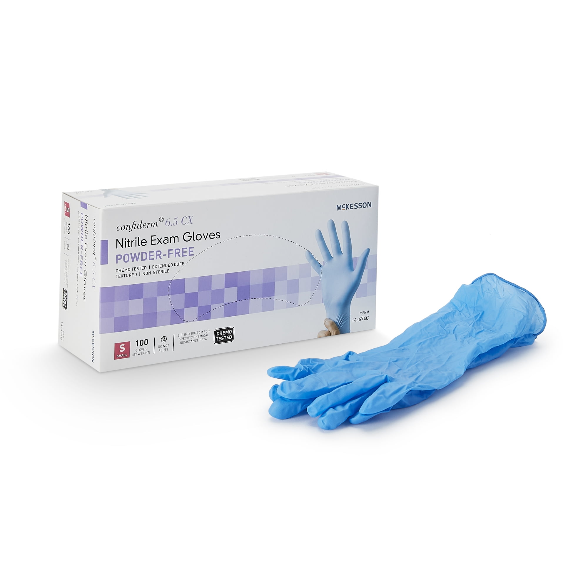 McKesson Confiderm Nitrile Exam Gloves, Powder-Free, Chemo Safe - Small ...