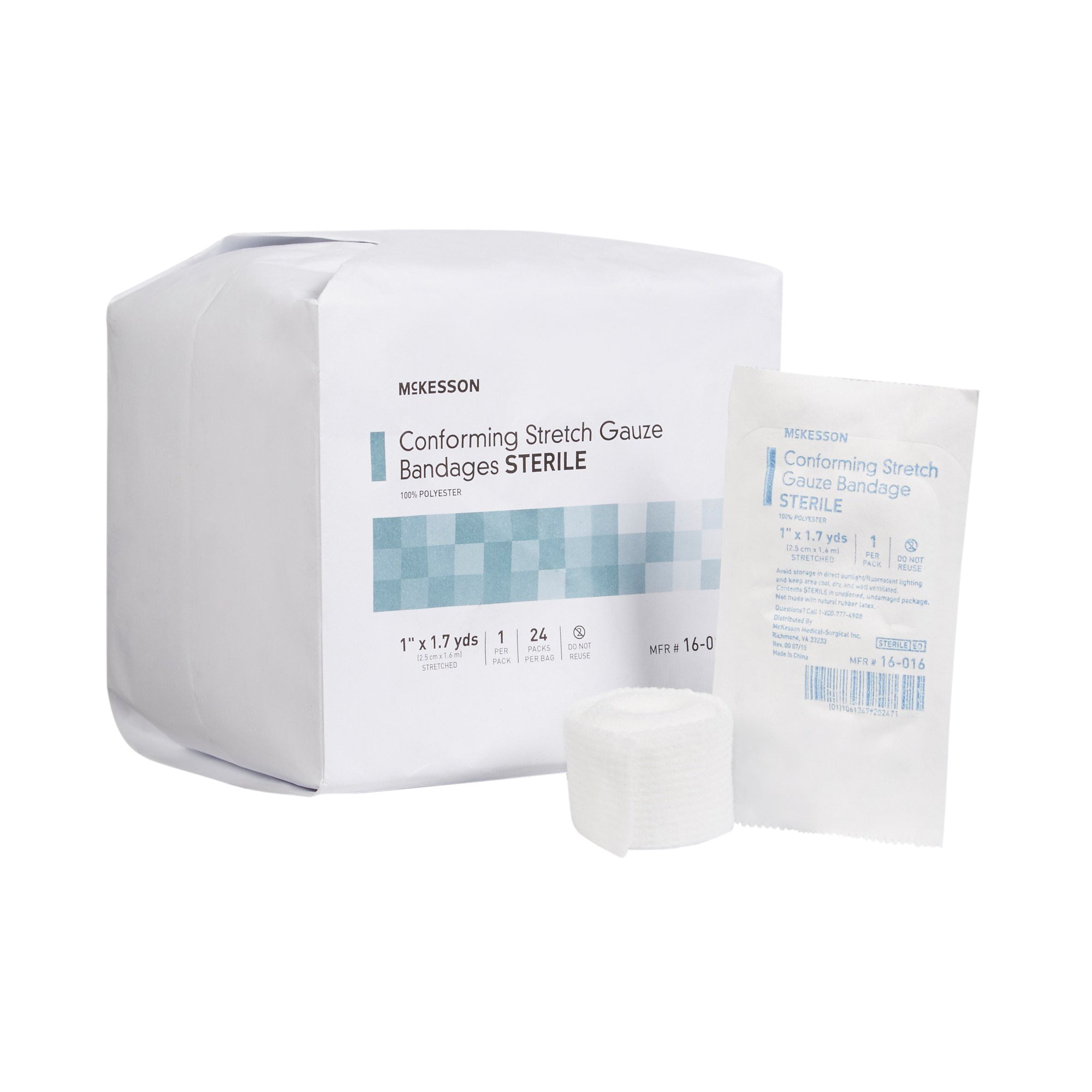 McKesson Conforming Stretch Gauze Bandages, Sterile - 1 in x 1.7 yd, 24 ...