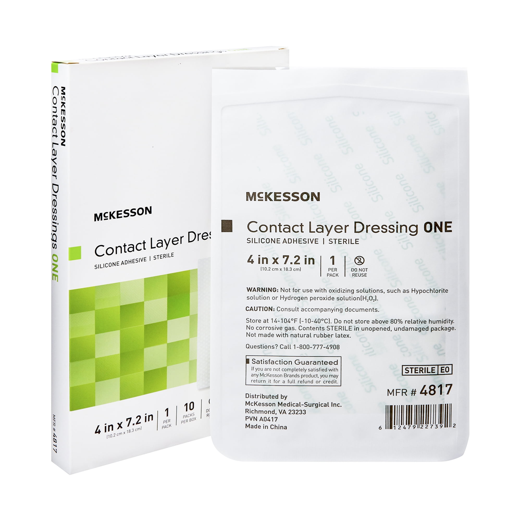 McKesson Contact Layer Dressing, Adhesive Wound Bandage, 4 in x 7.2 in ...
