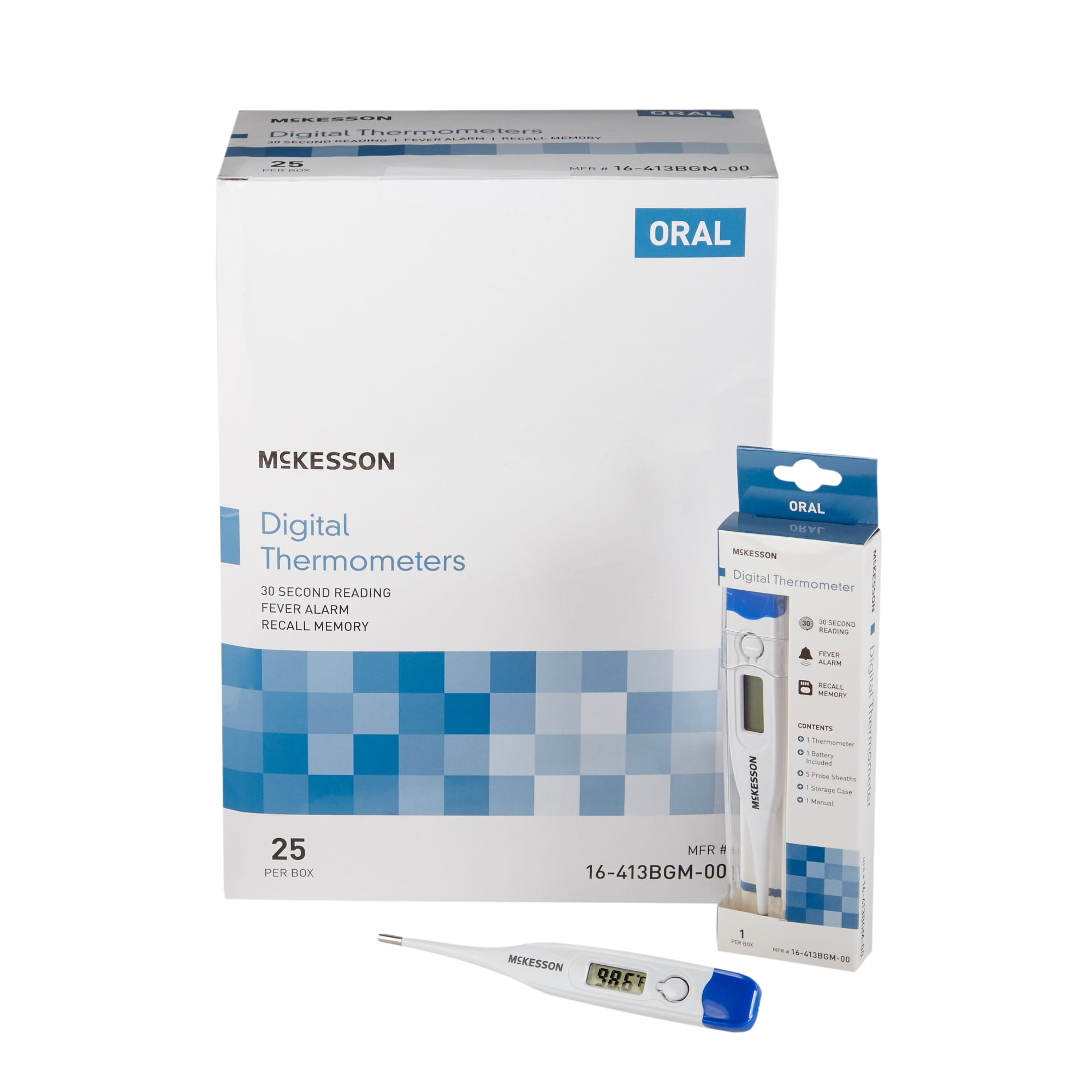 McKesson Digital Thermometer Kit for Adults and Kids, Oral Probe ...