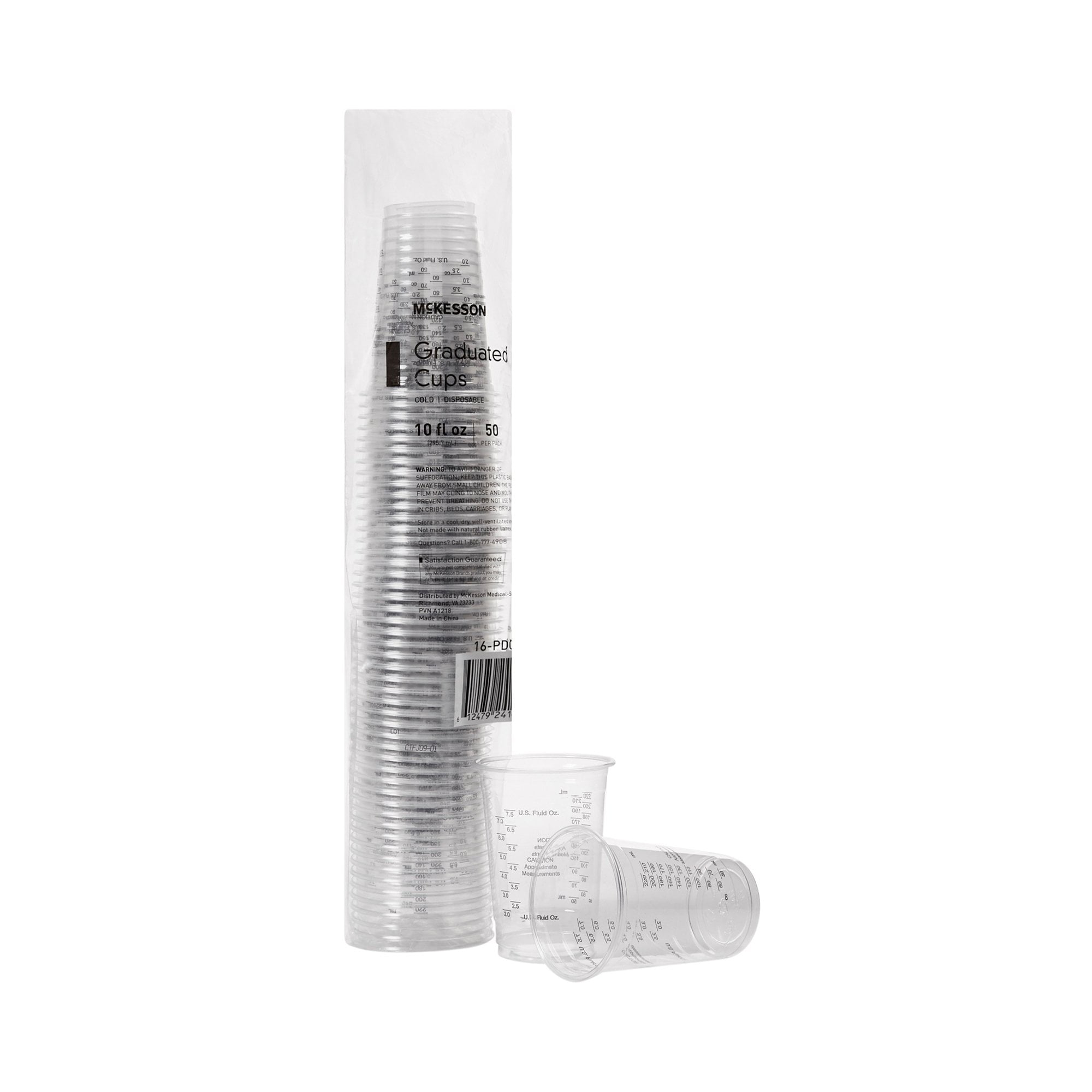 McKesson Disposable Plastic Cups, Graduated - Clear, 10 fl oz, 50 Ct ...