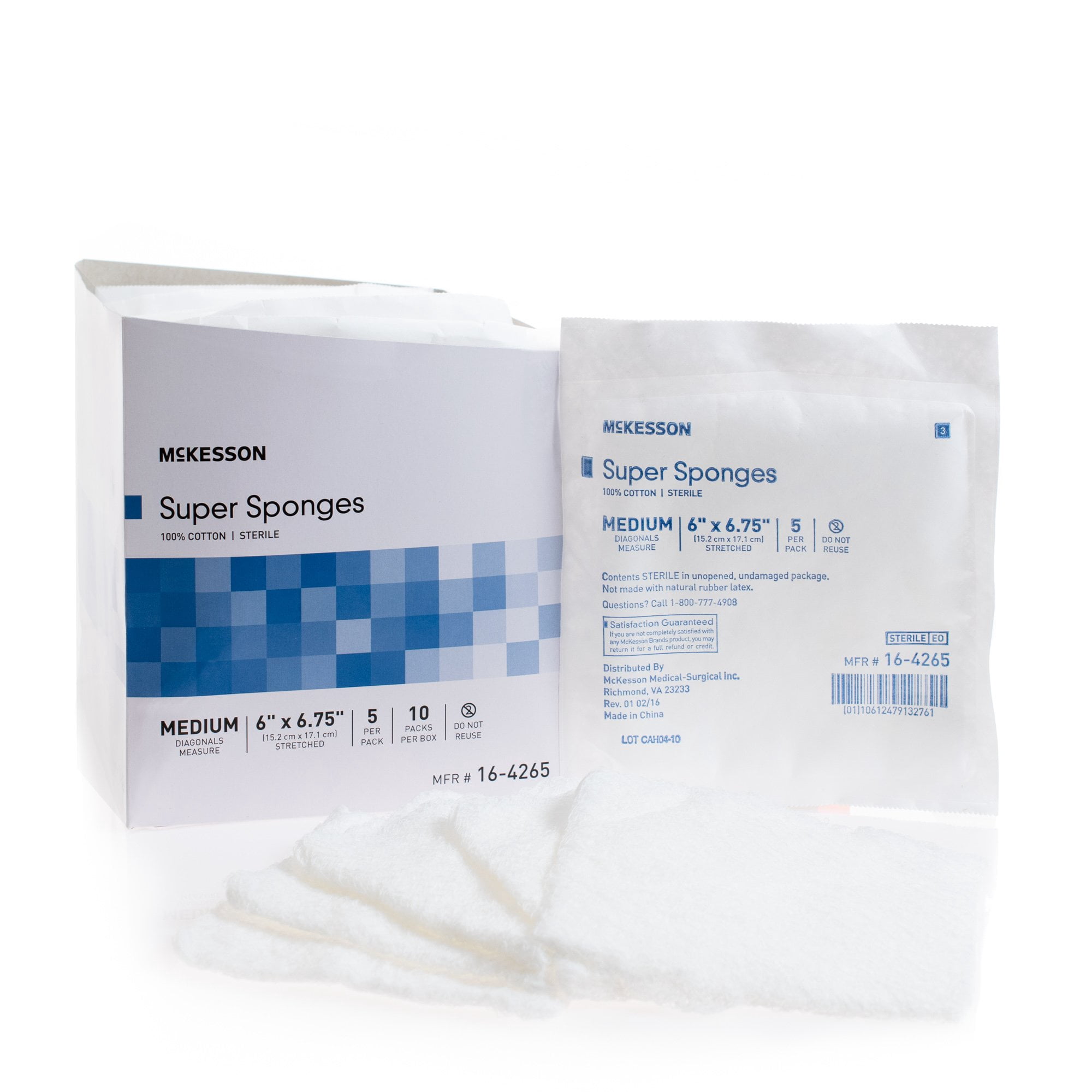 McKesson Fluff Dressing Cotton 6 X 6-3/4 Inch Rectangle Sterile ...