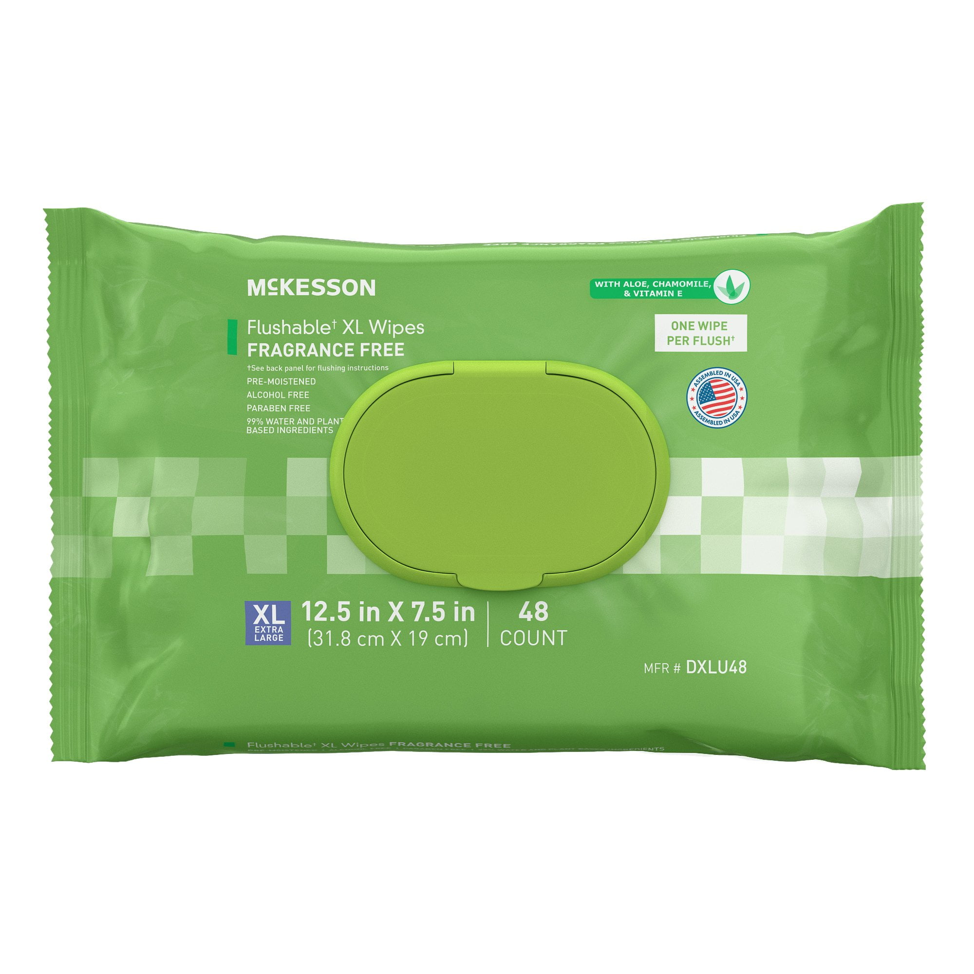 McKesson, Flushable Wet Wipes XL, 48 Wipes, Aloe & Vitamin E Formula ...