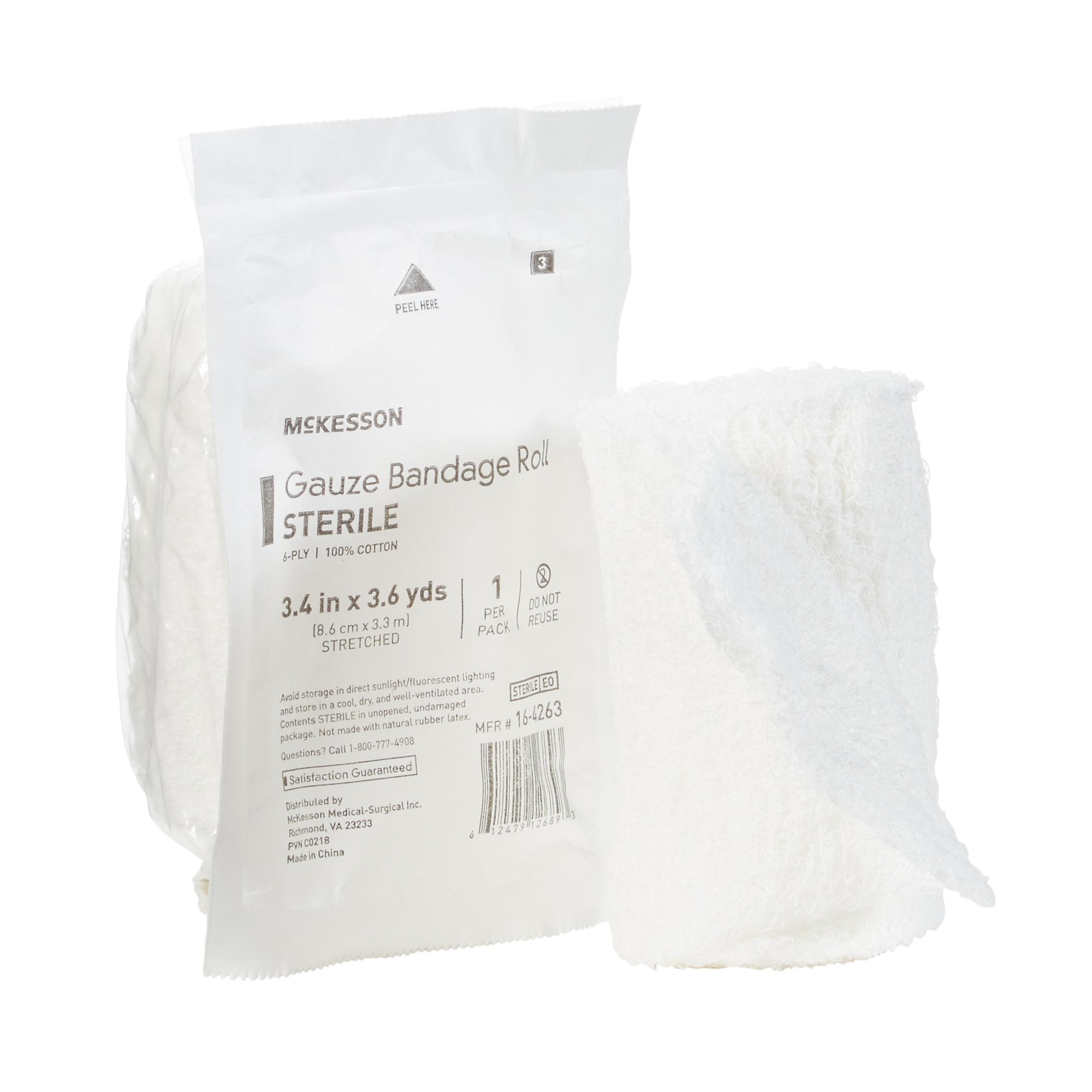 McKesson Gauze Bandage Rolls - Sterile Woven Cotton, 3.4 in x 3.6 yd ...