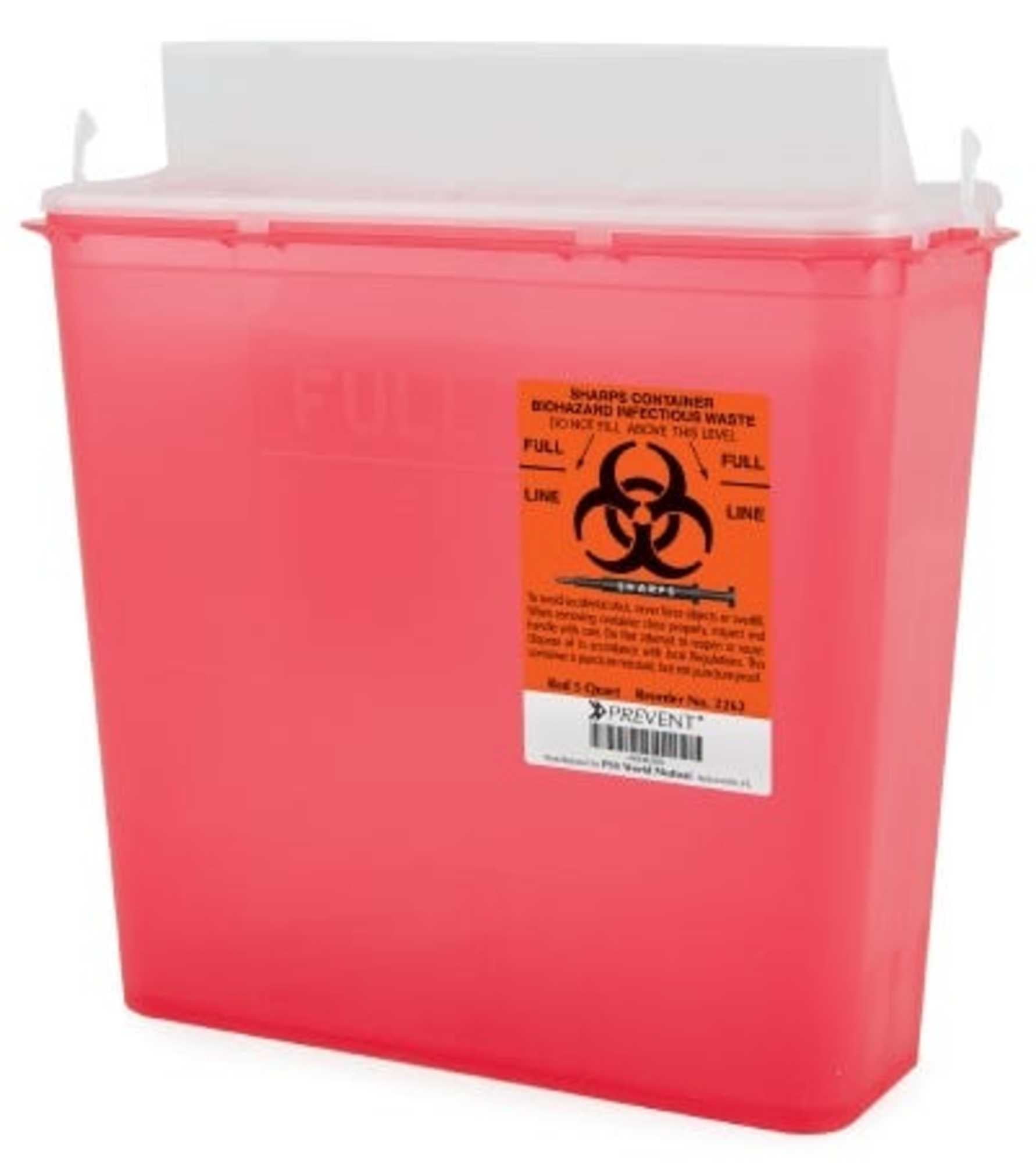 McKesson Horizontal Entry Lid Sharps Container 2262, 5 Quart, 10.75H x ...