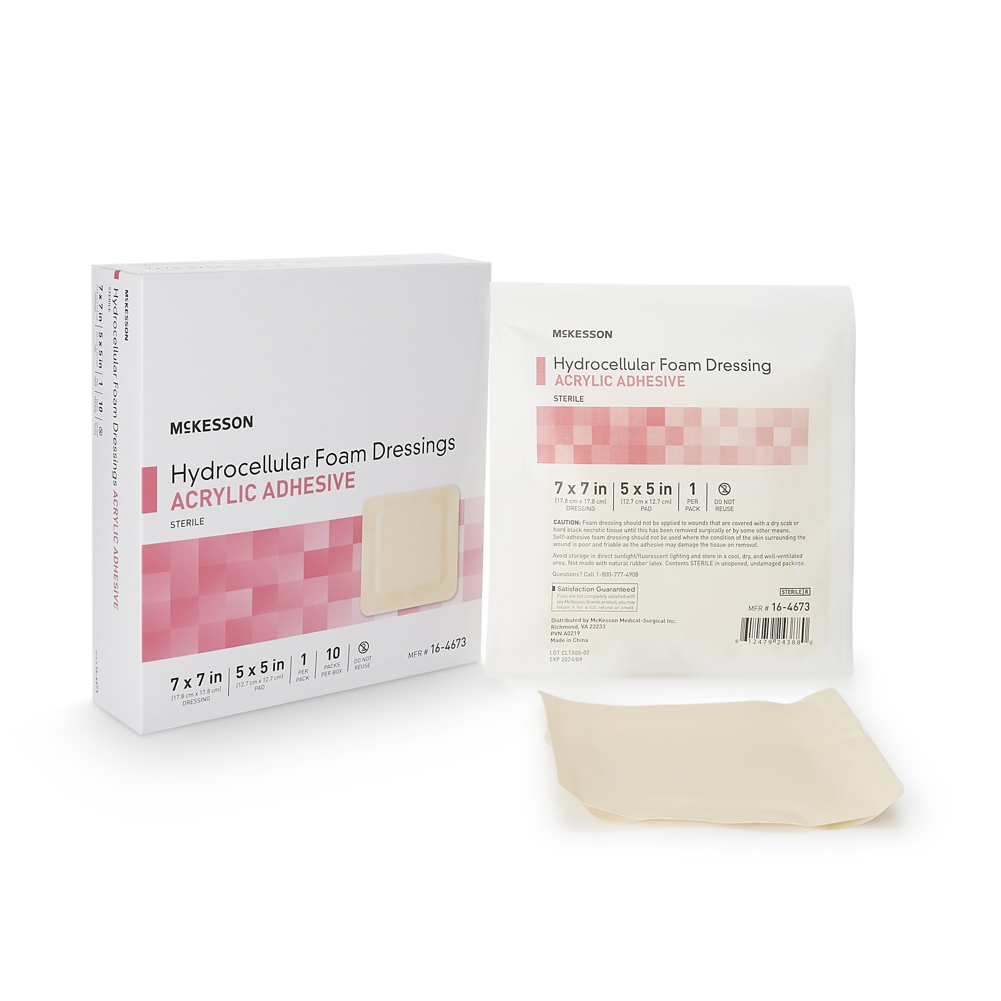 McKesson Hydrocellular Foam Dressings, Adhesive with Border - 7 in. x 7 ...