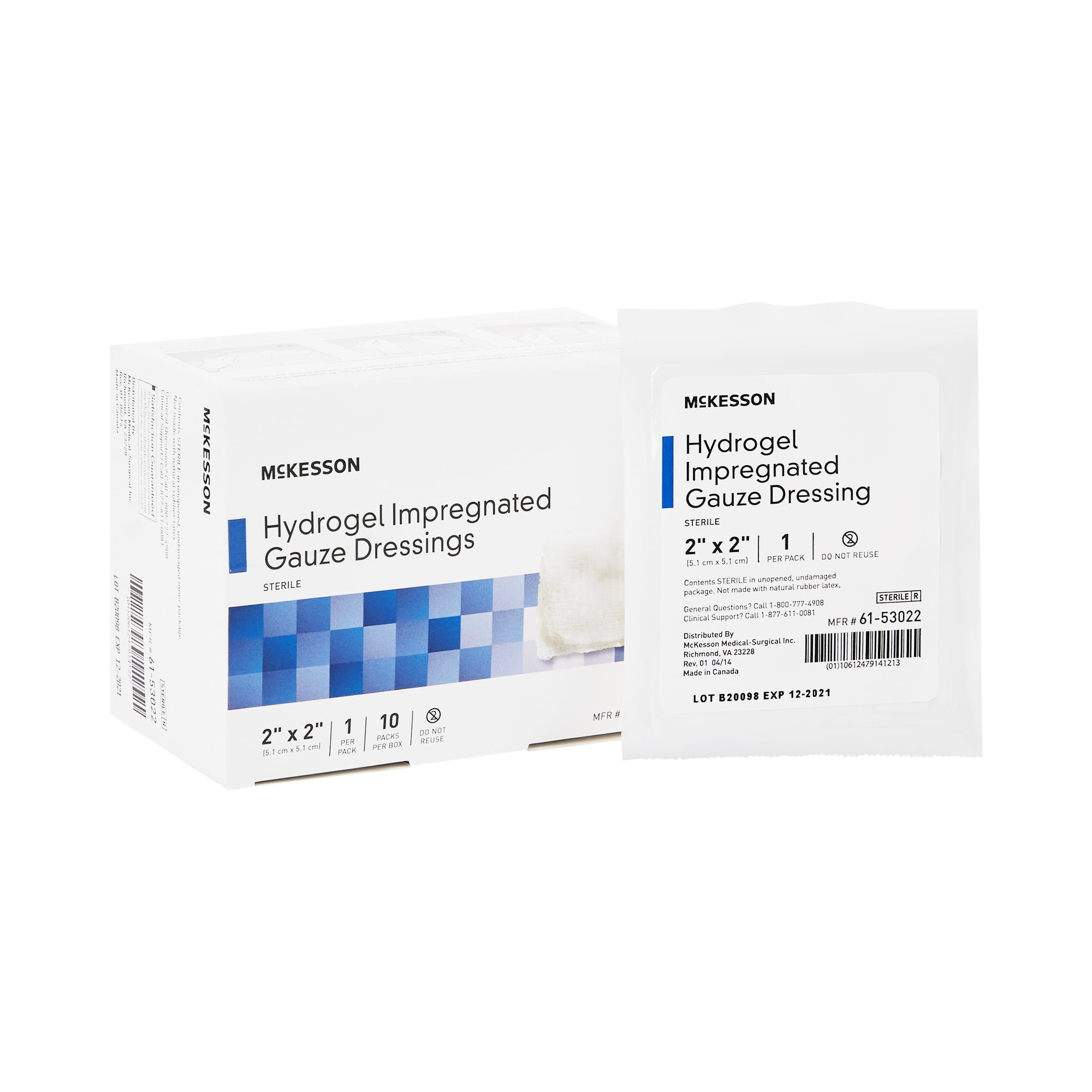 McKesson Hydrogel Impregnated Gauze Dressing - Sterile Bandage, 2 in x ...