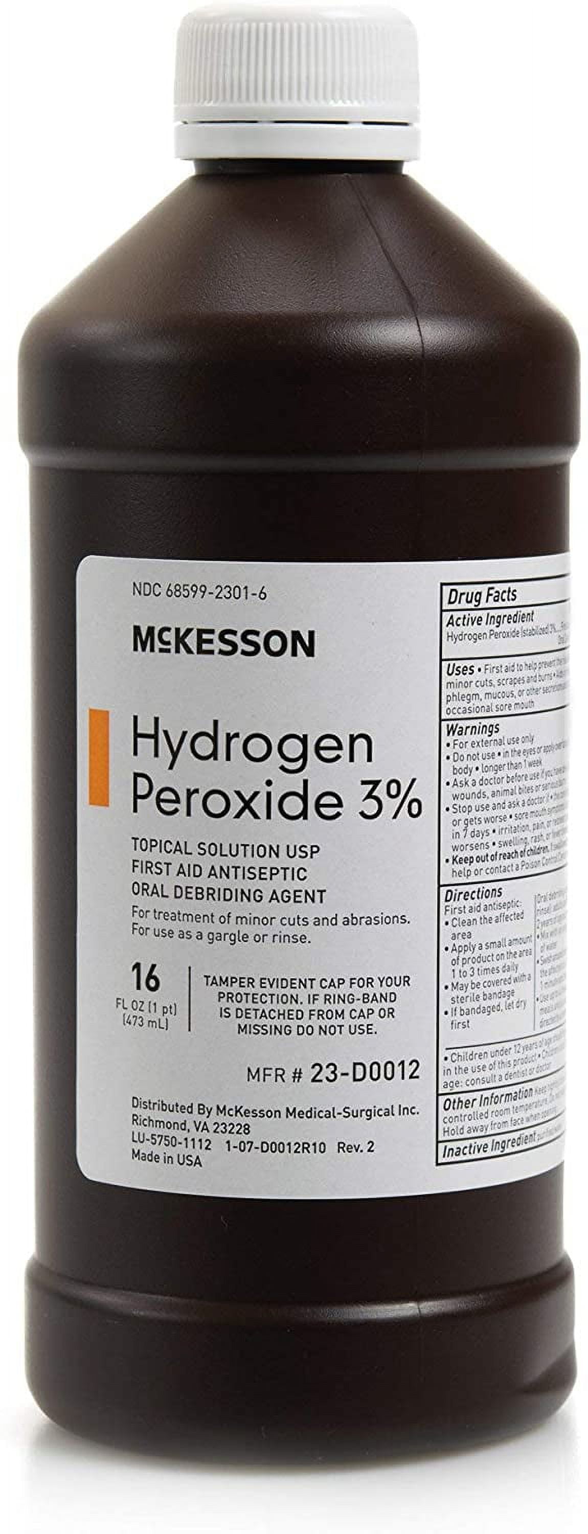 McKesson Hydrogen Peroxide 3 % Topical Solution USP Bottle 16 Oz ...