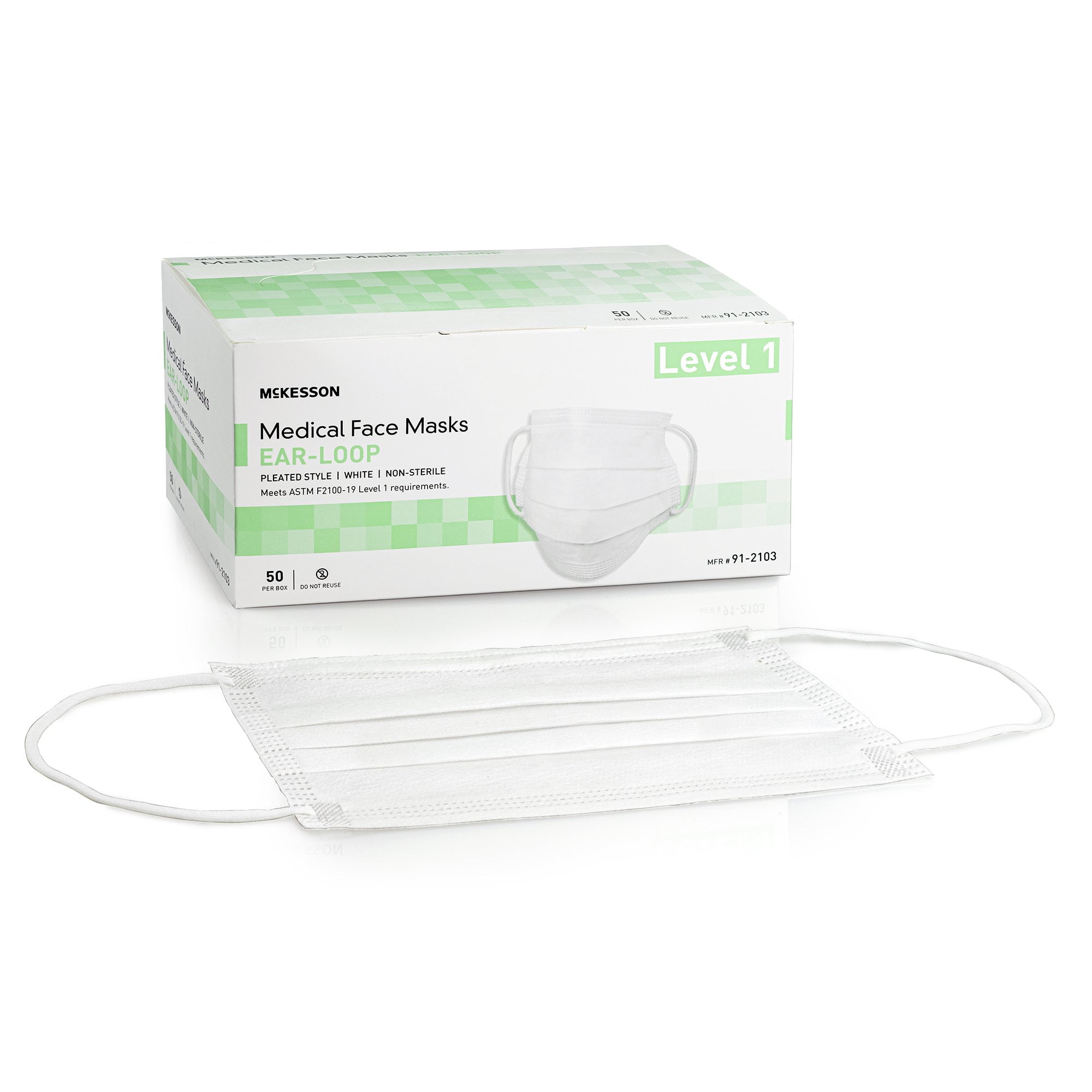 McKesson Medical Face Masks, Level 1 - Pleated with Ear Loops, Non ...