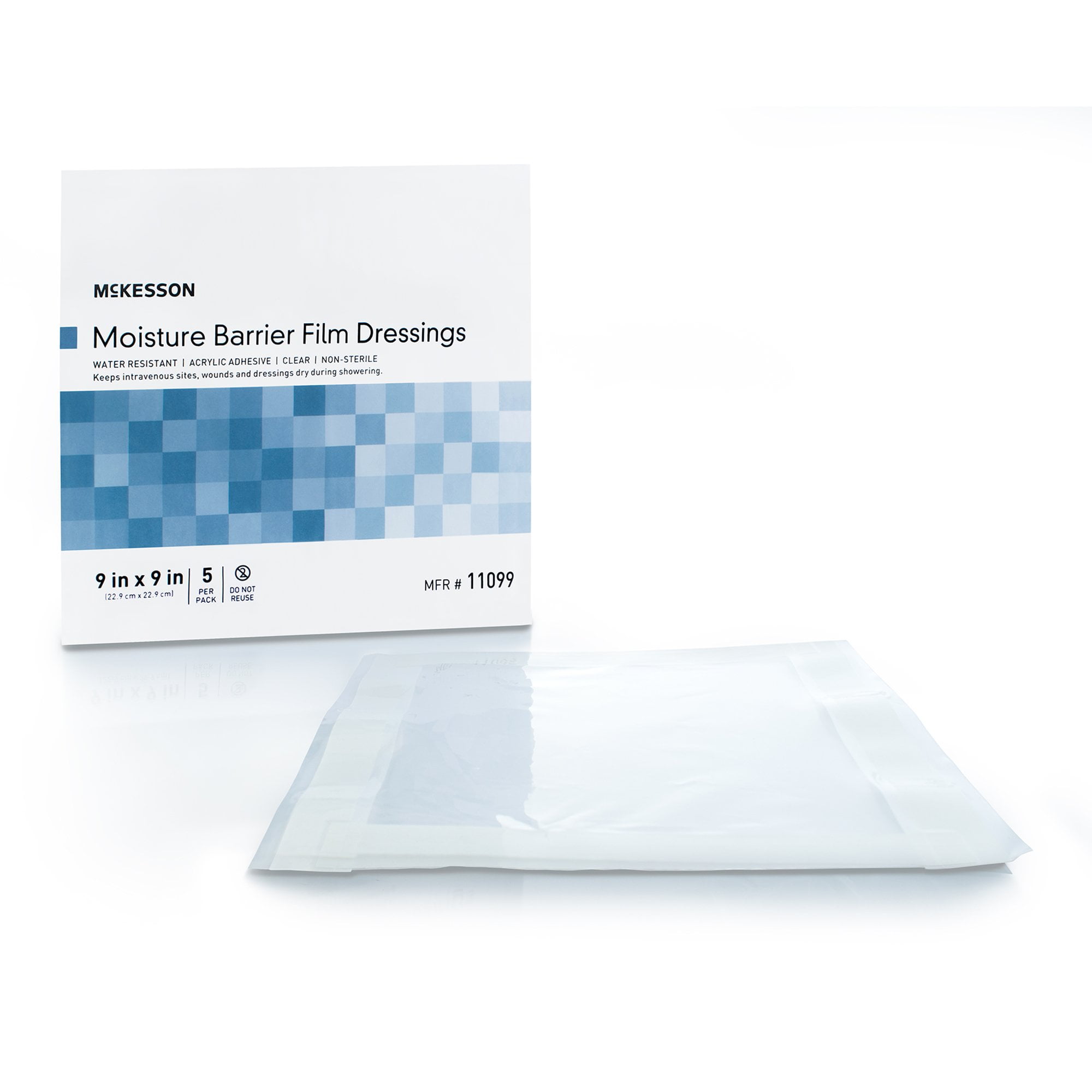 McKesson Moisture Barrier Film Dressings, Adhesive - Medium, 9 in x 9 ...