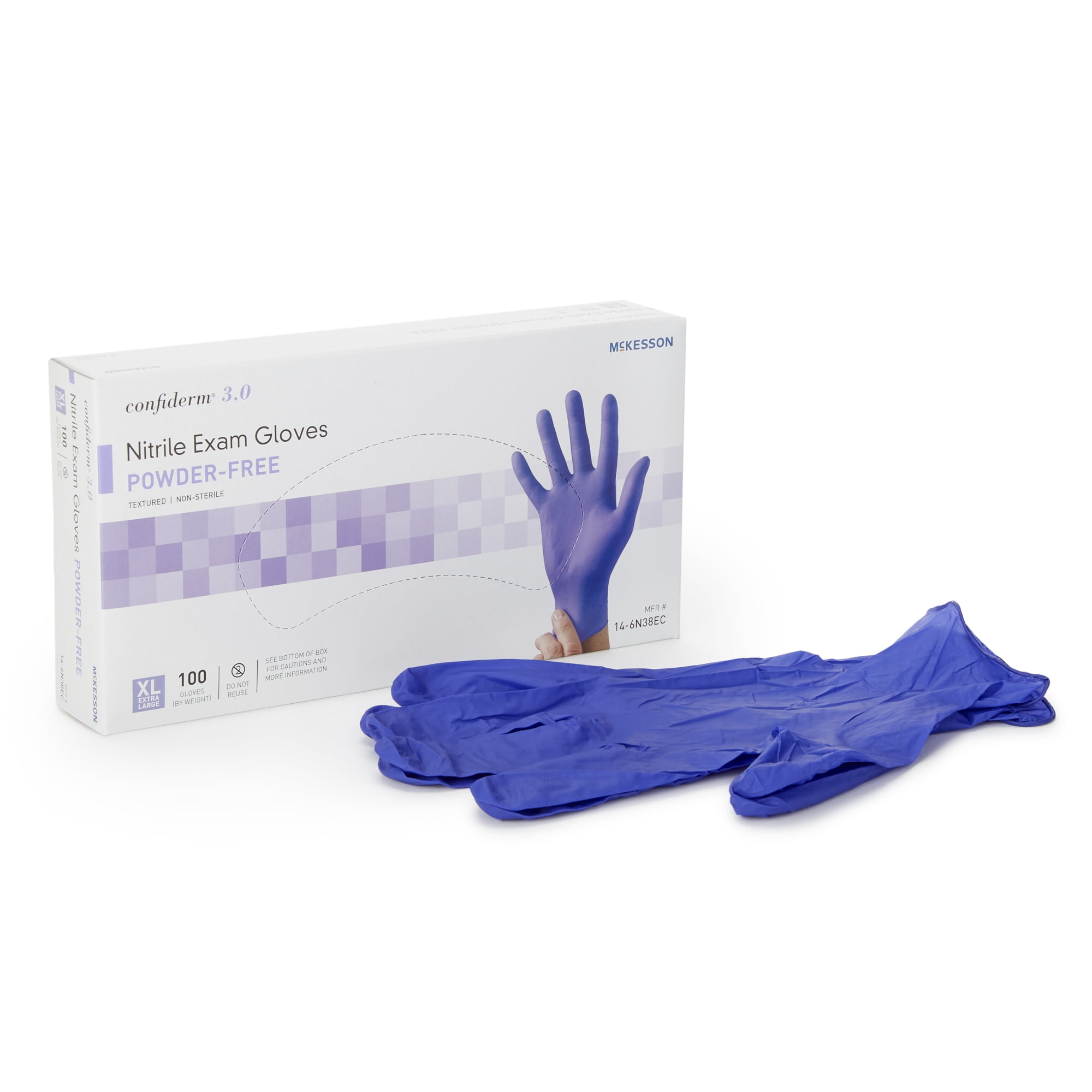 McKesson Confiderm Nitrile Exam Gloves, XL, Powder-Free, Disposable ...