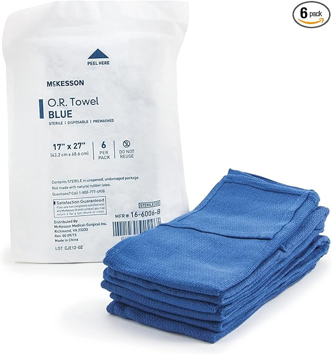 McKesson Operating Room Towels, Sterile, Disposable, Pre-Washed, Blue ...