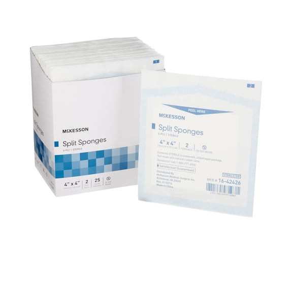 McKesson Sterile 6Ply Absorbent Dressing, IV Split Sponge, 4x4 in., 2 ...