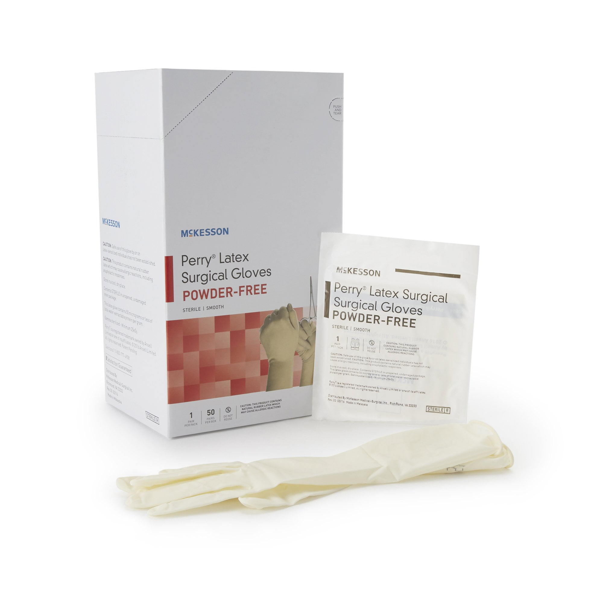 McKesson Perry Latex Surgical Gloves, Latex, Sterile - Cream, Size 6.5 ...