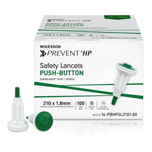 McKesson Prevent HP Safety Lancet 21 Gauge Needle 1.8 mm Depth 1 Box(s ...