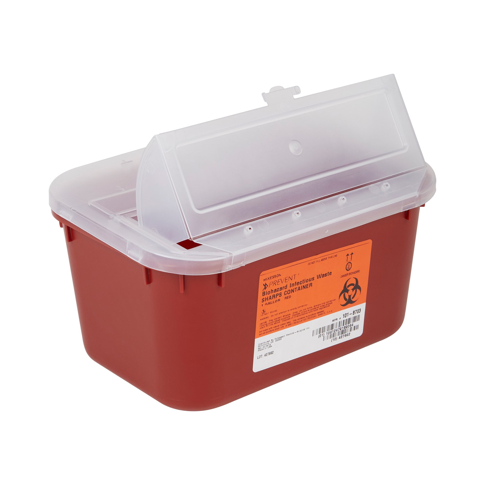 McKesson Sharps Container, Nestable, Horizontal - Red, 1 gal, 10 in x 5 ...