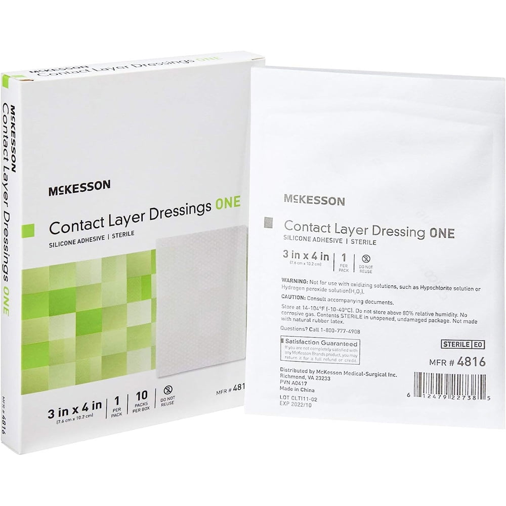 McKesson Silicone Wound Contact Layer Dressing, 3 x 4 Inch, McKesson ...